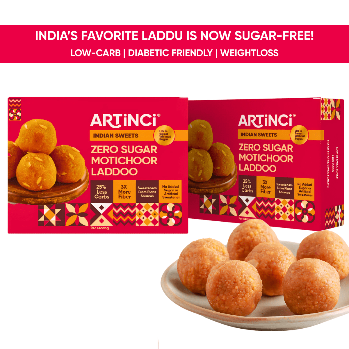 Sugar-Free Motichoor Ladoo — Buy Online | Artinci