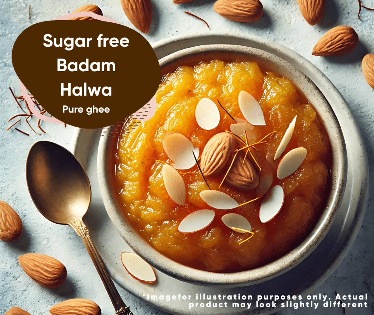 Pure Ghee Almond Halwa - Sugar-Free, High-Protein & Diabetic Friendly ...